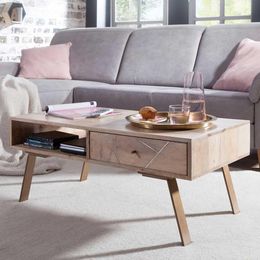 Pharao24.de Designercouchtisch aus Mangobaum Massivholz Eisen