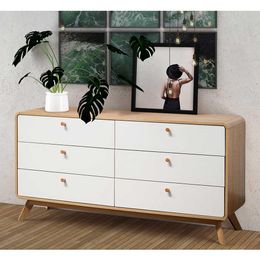 Pharao24.de Kommode Sideboard mit Holzgriffen und Vierfu&szlig;gestell