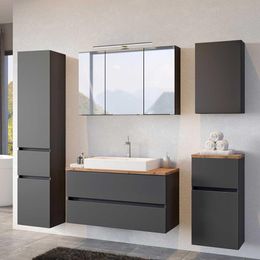 Pharao24.de Design Bad Kombination in Dunkelgrau und Wildeiche Optik Made in Germany (f&uuml;nfteilig)