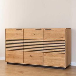 Pharao24.de Sideboard Kommode aus Eiche Massivholz mit Metallgriffen