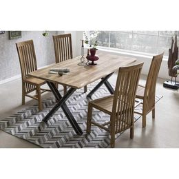 Pharao24.de Esszimmerstuhl aus Teak Massivholz mit hoher Lehne