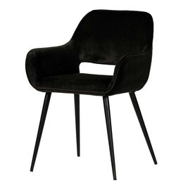 Pharao24.de Armst&uuml;hle in Schwarz Samt Metallgestell (2er Set)