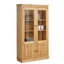 Pharao24.de Wohnzimmervitrinenschrank Standvitrine im Landhausstil mit Glast&uuml;ren