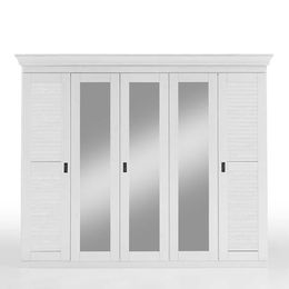 Pharao24.de Landhaus-Kleiderschrank in Kiefer Wei&szlig; 3 Spiegelt&uuml;ren
