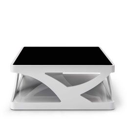 Pharao24.de Designtisch f&uuml;r Wohnzimmer Wei&szlig; Hochglanz & Schwarz