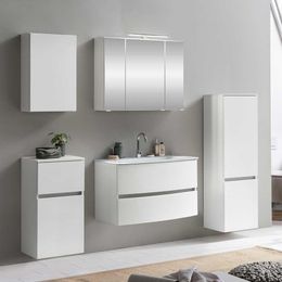 Pharao24.de Badezimmerm&ouml;belset in Wei&szlig; 160 cm breit (f&uuml;nfteilig)
