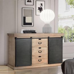 Pharao24.de Sideboard Kommode mit 2 Schiebet&uuml;ren im Industry und Loft Stil