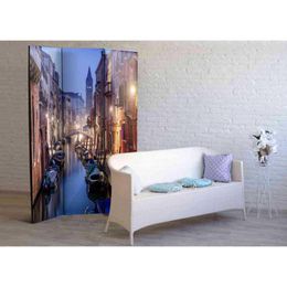 Pharao24.de Leinwand Paravent mit Venedig bei Nacht Motiv 3 teilig