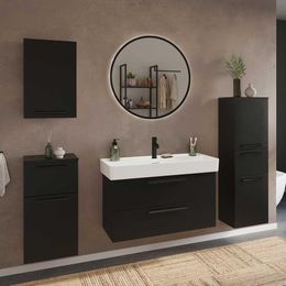 Pharao24.de Badm&ouml;bel Set Badm&ouml;belset in modernem Design mit Metallgriffen (f&uuml;nfteilig)