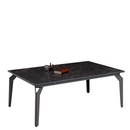 Pharao24.de Wohnzimmer Tisch mit Keramikplatte in Schwarz 110 cm breit