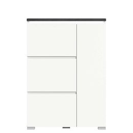 Pharao24.de Hoher Schuhklappenschrank in Wei&szlig; und Dunkelgrau 127 cm hoch