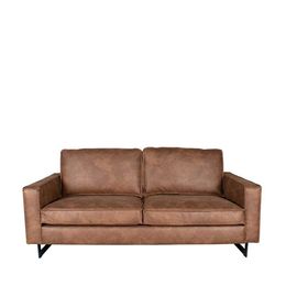 Pharao24.de Zweisitzer Sofa in Cognac Braun Microfaser Metall B&uuml;gelgestell