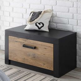 Pharao24.de Kommode in Schwarz und Kastanie Holzoptik 80 cm breit