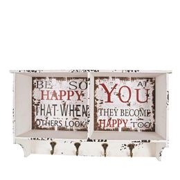 Pharao24.de Hakengarderobe im Shabby Chic Design Schrift Print