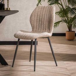 Pharao24.de Boucle Esstisch Stuhl Set in Beige 47 cm Sitzh&ouml;he (4er Set)
