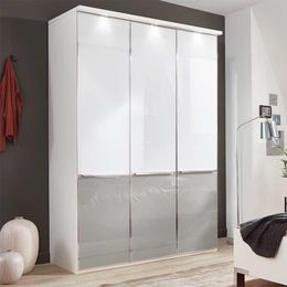 Pharao24.de Dreht&uuml;renkleiderschrank in Wei&szlig; und Hellgrau Glas beschichtet