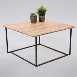 Pharao24.de 80x80 Wohnzimmertisch aus Wildeiche Massivholz B&uuml;gelgestell