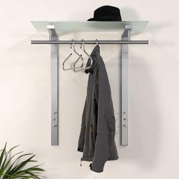 Pharao24.de H&auml;ngegarderobe mit Glas-Hutablage Stahl in Nickelfarben