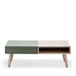 Pharao24.de Sofatisch in Beton Grau und Buche hell 120 cm breit