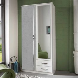 Pharao24.de Kleiner Kleiderschrank mit Spiegelt&uuml;r und Schubladen 91 cm breit