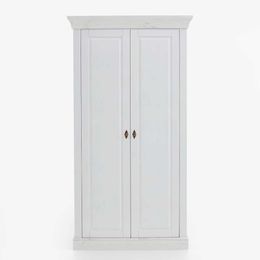 Pharao24.de Babyzimmer Massivholzschrank in Wei&szlig; Kiefer lackiert
