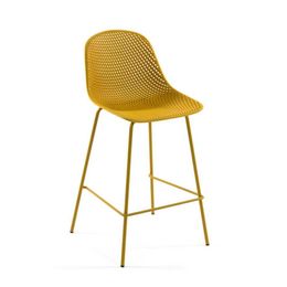 Pharao24.de Design Barhocker in Gelb Metall und Kunststoff (4er Set)