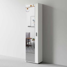 Pharao24.de Mehrzweckschrank weiss mit Spiegelt&uuml;r 49x196x30 cm
