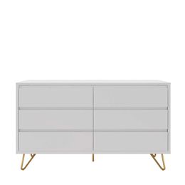 Pharao24.de Skandi Sideboard in Wei&szlig; und Goldfarben Vierfu&szlig;gestell aus Metall