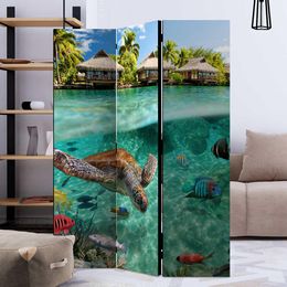 Pharao24.de Paravent S&uuml;dsee Motiv Unterwasserwelt Print Leinwand