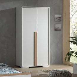 Pharao24.de Jugend Kleiderschrank in Wei&szlig; und Buche Optik 195 cm hoch