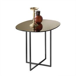 Pharao24.de Beistelltisch mit Glasplatte mit Metall B&uuml;gelgestell 47 cm hoch