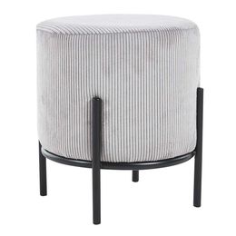 Pharao24.de Polsterhocker Cord Hellgrau in modernem Design 38 cm hoch