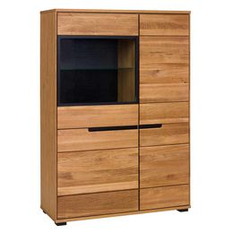 Pharao24.de Wohnzimmer Highboard in Eichefarben Glast&uuml;r