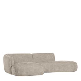 Pharao24.de Eckcouch Beige modern mit Bezug aus Webstoff 42 cm Sitzh&ouml;he