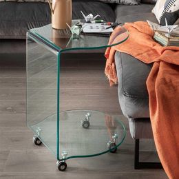 Pharao24.de Anstelltisch mit Rollen aus Klarglas 60 cm hoch - 45 cm breit