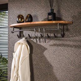 Pharao24.de Wandgarderobe Garderobe in Akaziefarben mit Hutablage aus Holz