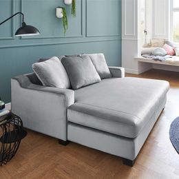 Pharao24.de Loveseat Samtvelours Hellgrau in modernem Design 158 cm breit