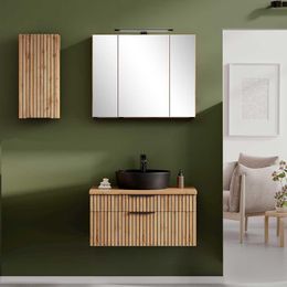Pharao24.de Design Waschplatz in Wildeichefarben Schwarz (dreiteilig)