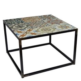 Pharao24.de Keramik Couchtisch Bunt und Anthrazit in 60 cm breit
