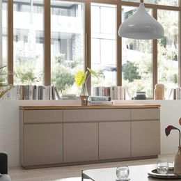 Pharao24.de Esszimmersideboard modern Taupe 200 cm breit drei Schubladen