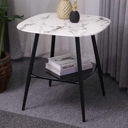 Pharao24.de Retro Beistelltisch Glasplatten Marmoroptik und Schwarz