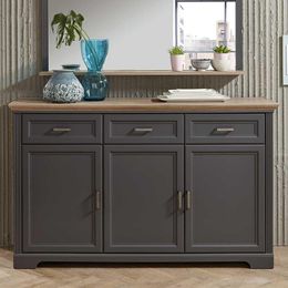 Pharao24.de Landhaus Sideboard in Dunkelgrau Eichefarben