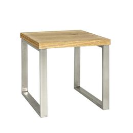 Pharao24.de Ablagetisch mit Eiche furniert Stahl in Edelstahl Optik