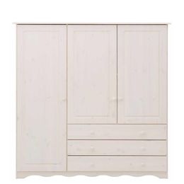 Pharao24.de Massivholz W&auml;scheschrank in Wei&szlig; lasiert 140 cm breit