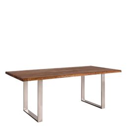 Pharao24.de Esszimmertisch aus Nussbaum Massivholz und Edelstahl handgearbeitet