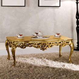 Pharao24.de Barock Couchtisch in Goldfarben Pappelholz