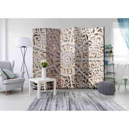 Pharao24.de Design Paravent mit Mandala Muster Wei&szlig; und Beige