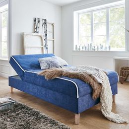 Pharao24.de Single Daybed in Blau Samt 120x200 cm