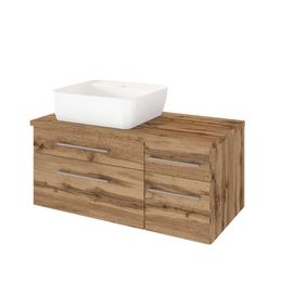 Pharao24.de Waschbeckenunterschrank mit Aufsatz-Waschbecken Wildeichefarben