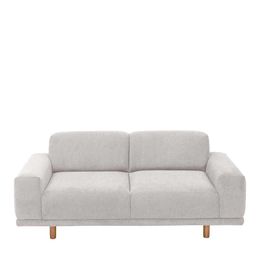 Pharao24.de Sofa Silbergrau im Skandi Design Vierfu&szlig;gestell aus Holz